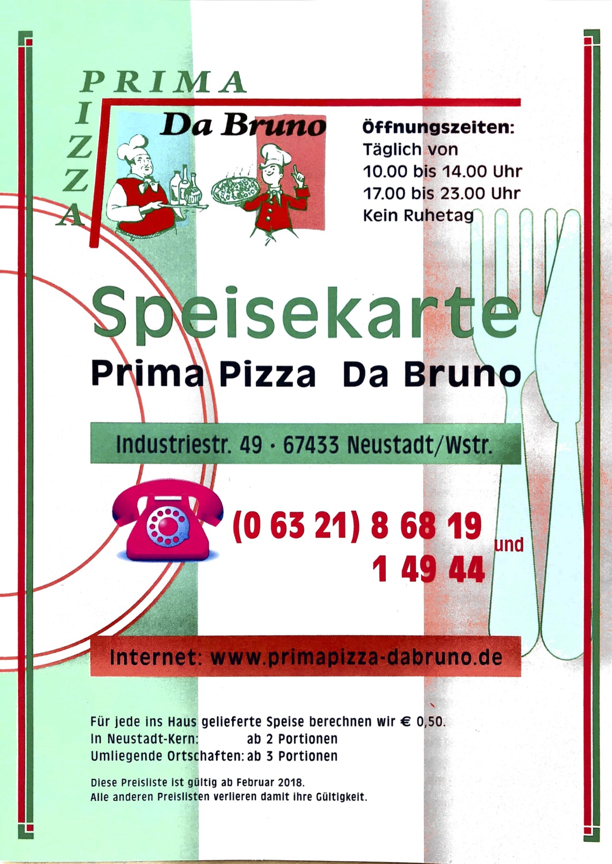 Speisekarte | Prima Pizza